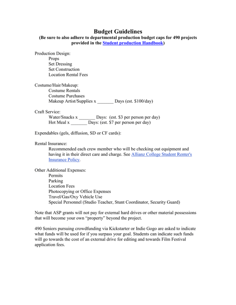 Budget Guidelines