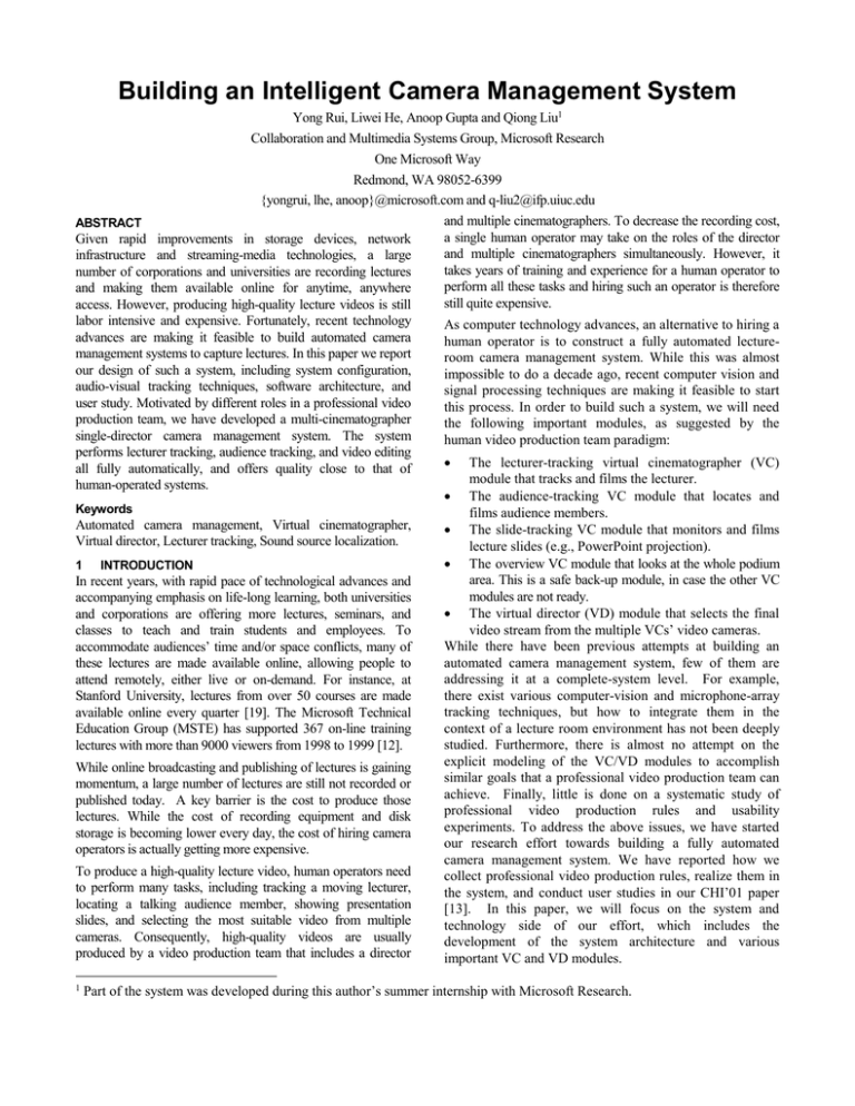 Building an Intelligent Camera Management System