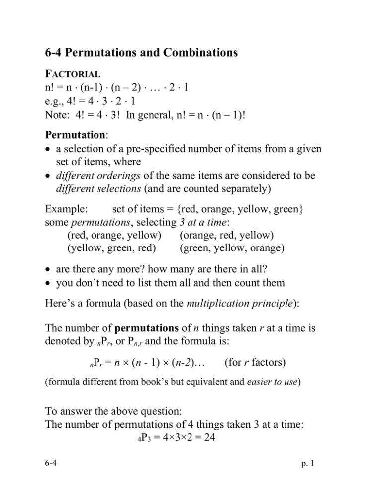 Permutations and Combinations: Formulas and Examples