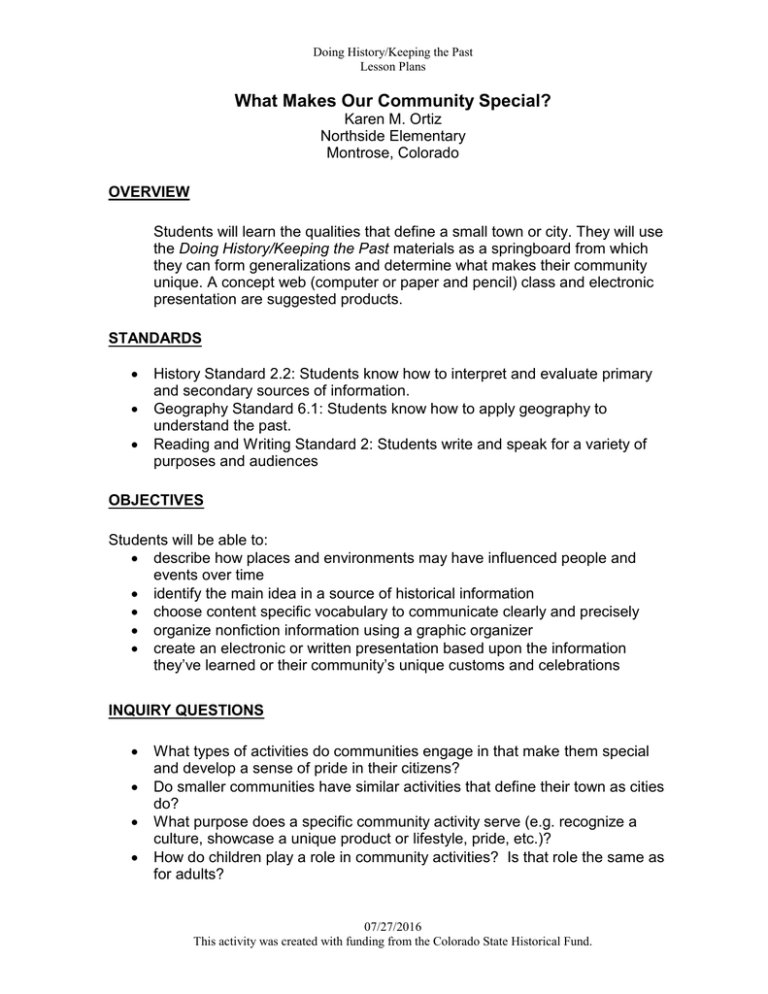 Community Lesson Plan: What Makes Us Special?