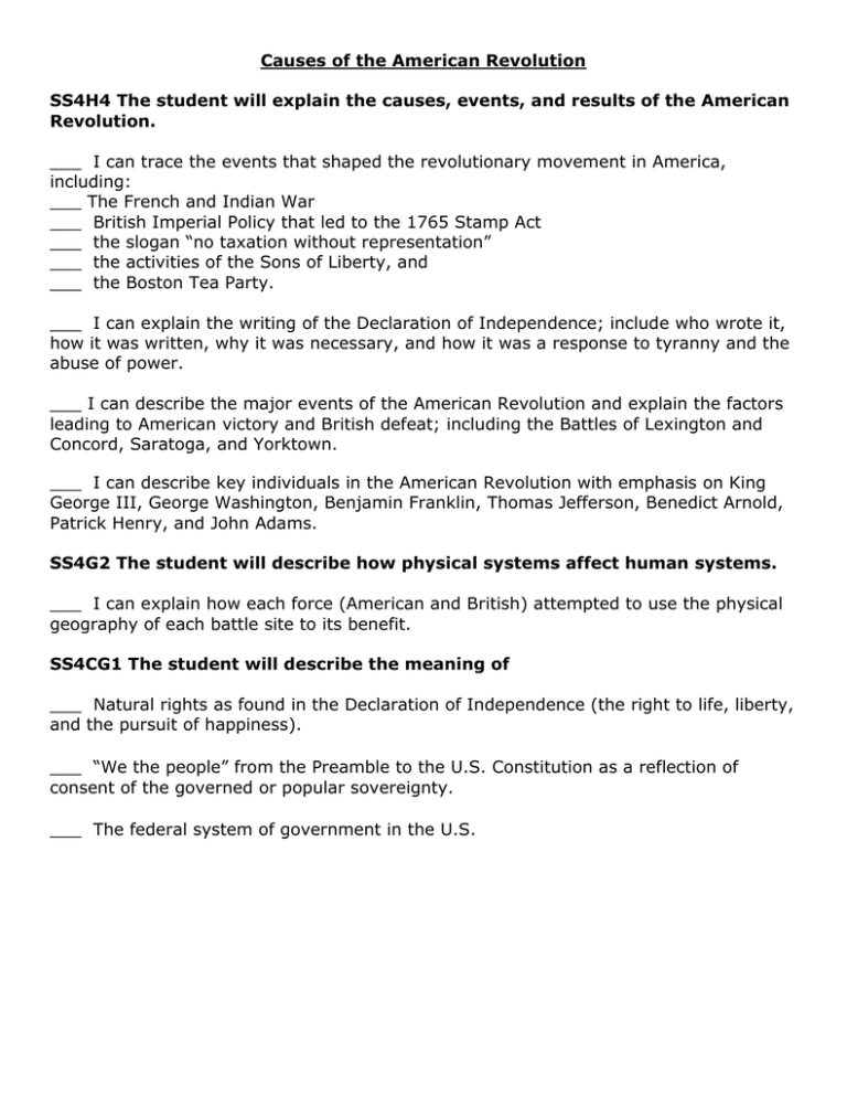 Causes of the American Revolution