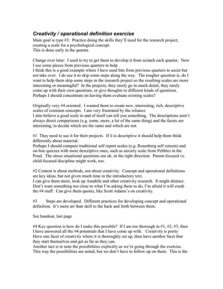 Creativity & Operational Definitions Exercise