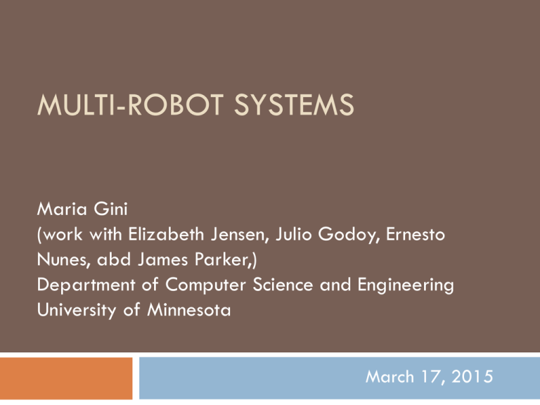 MULTI-ROBOT SYSTEMS