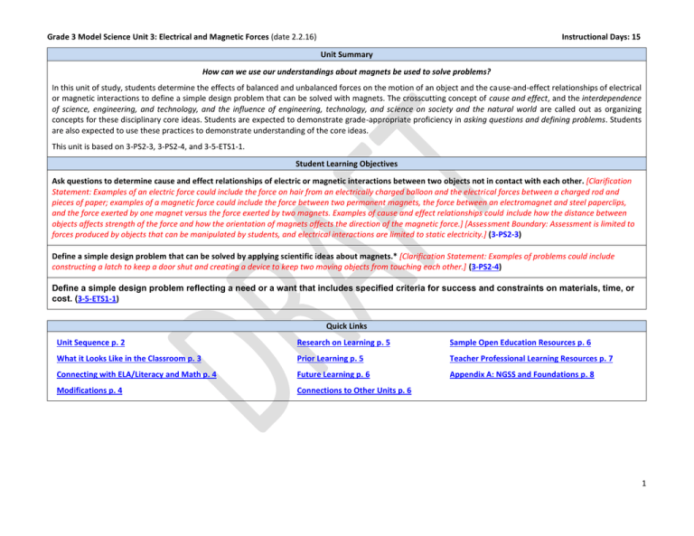 Grade 3 Science: Electrical & Magnetic Forces Unit