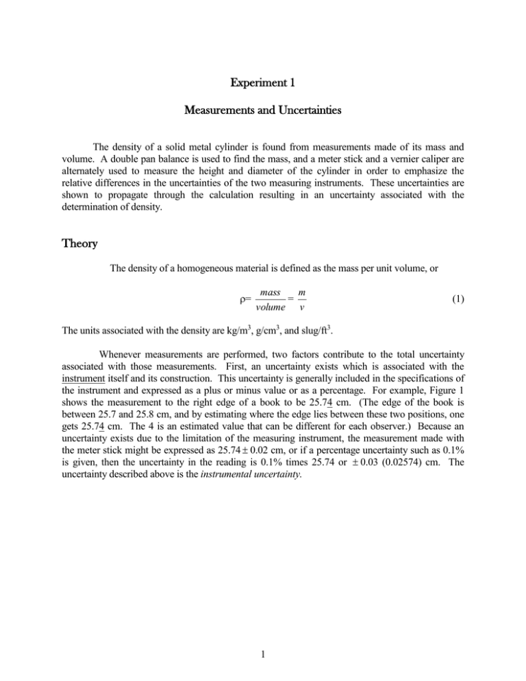 Density Measurement & Uncertainty Lab Experiment