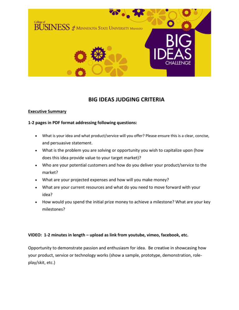 BIG IDEAS JUDGING CRITERIA
