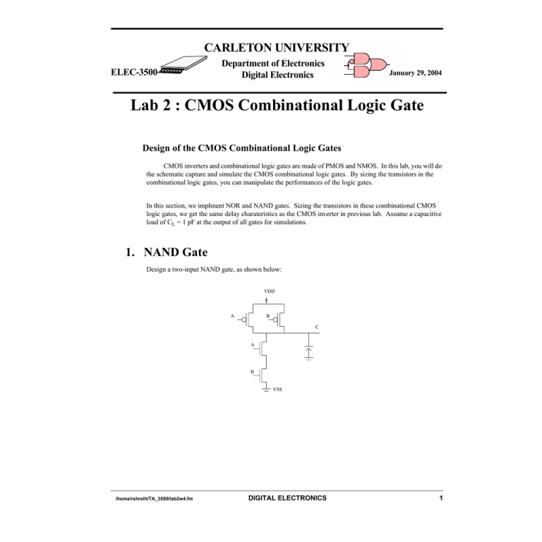 CMOS Logic Gate Design Lab: NAND, NOR, Full Adder