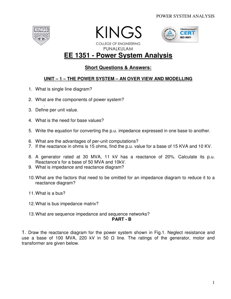 Power System Analysis: Exam Questions & Answers