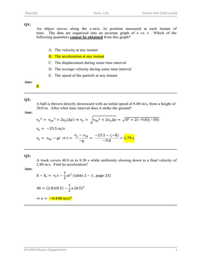 Physics Homework: Kinematics Problems & Solutions
