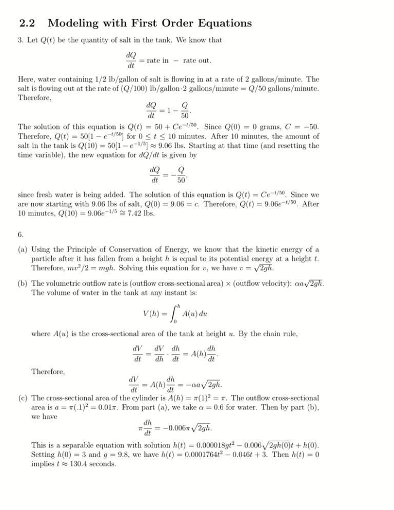 First Order Equations: Modeling & Dynamics