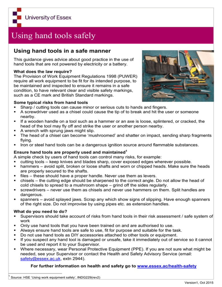 Using hand tools safely
