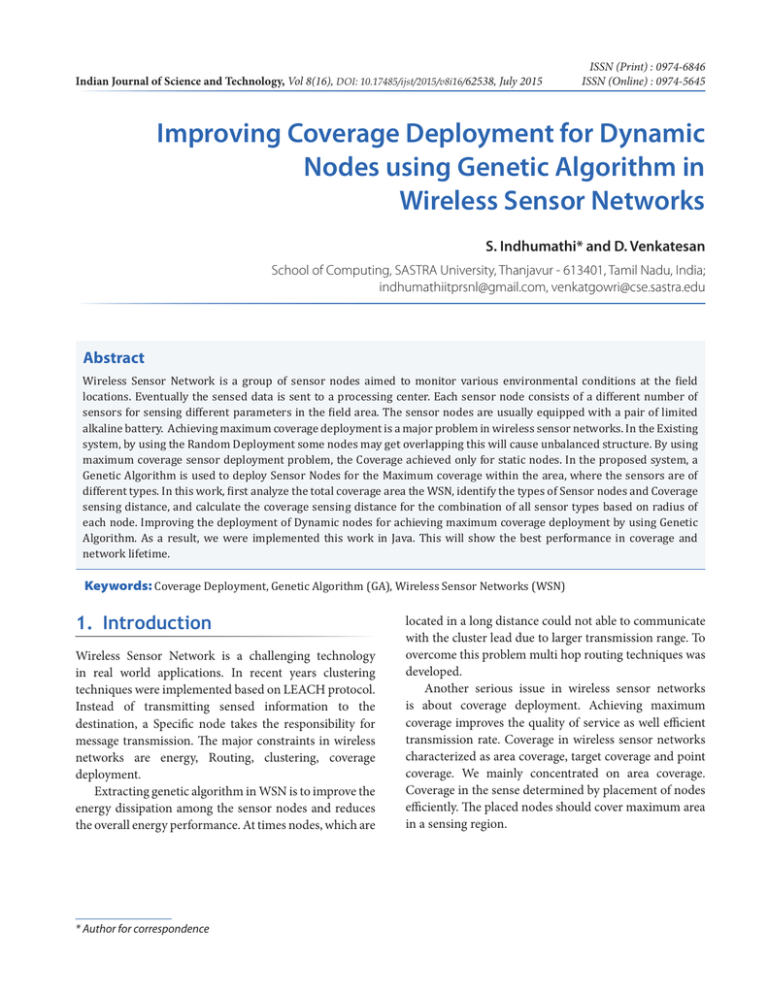 Improving Coverage Deployment For Dynamic Nodes Using Genetic