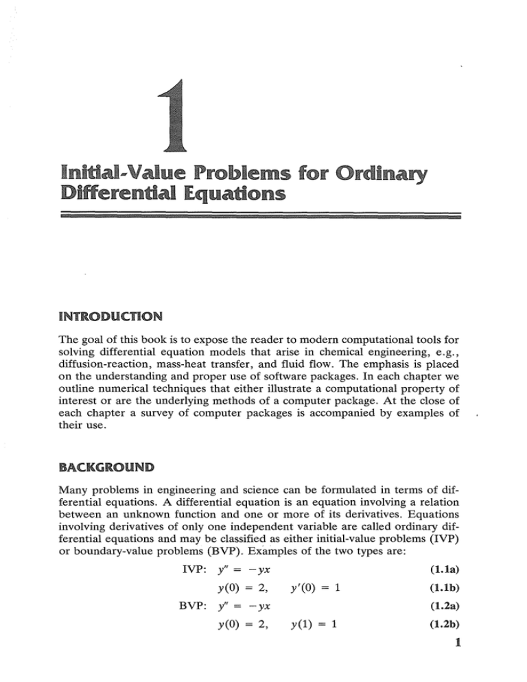 Initial Value Problems: ODEs & Numerical Methods