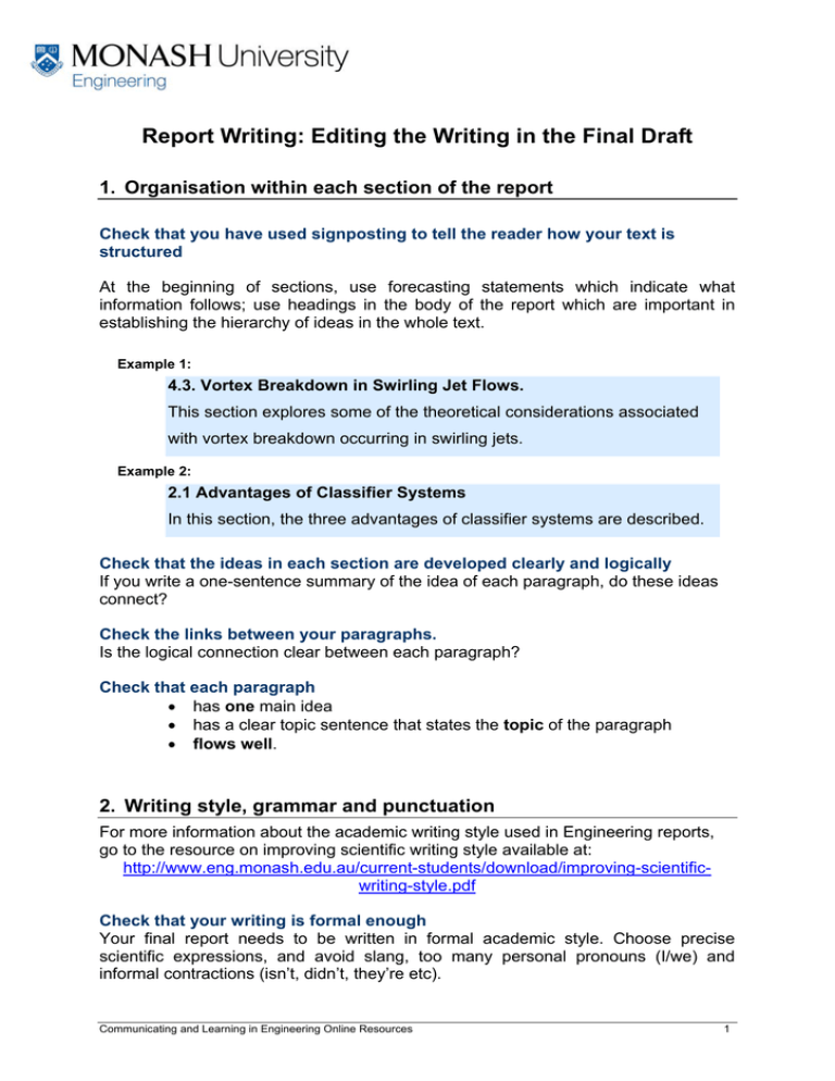 Report Writing: Editing Final Draft - Engineering Guide
