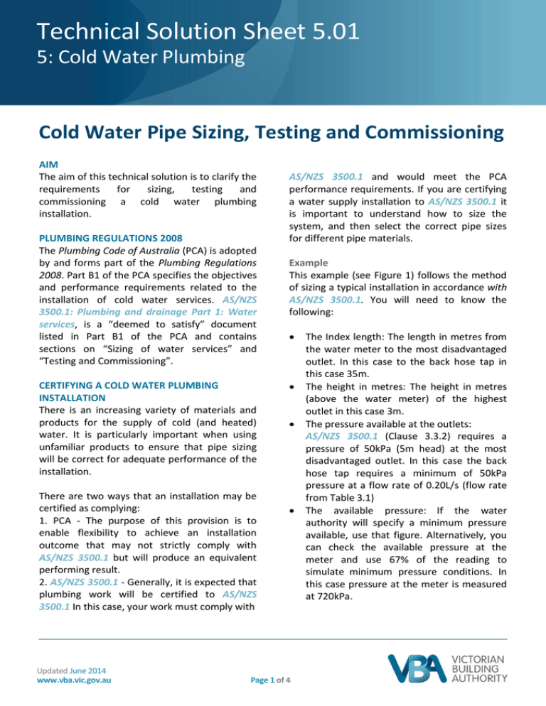 Cold Water Plumbing: Pipe Sizing, Testing & Commissioning Guide