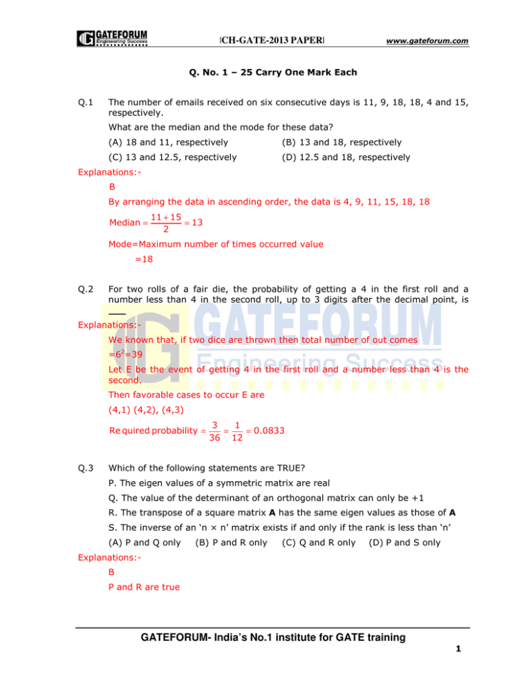 GATEFORUM- India`s No.1 institute for GATE training