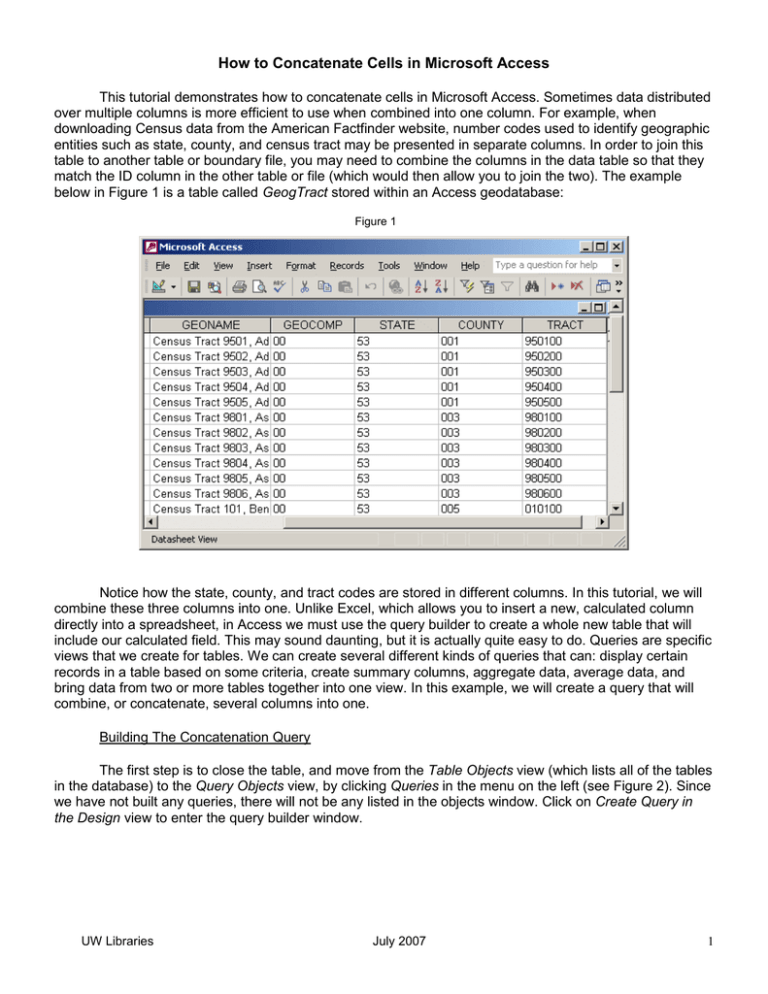 How To Concatenate Cells In Microsoft Access