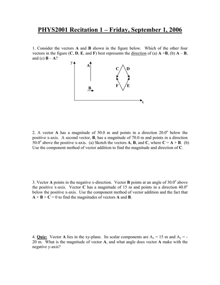 Physics Vector Addition Worksheet & Answers