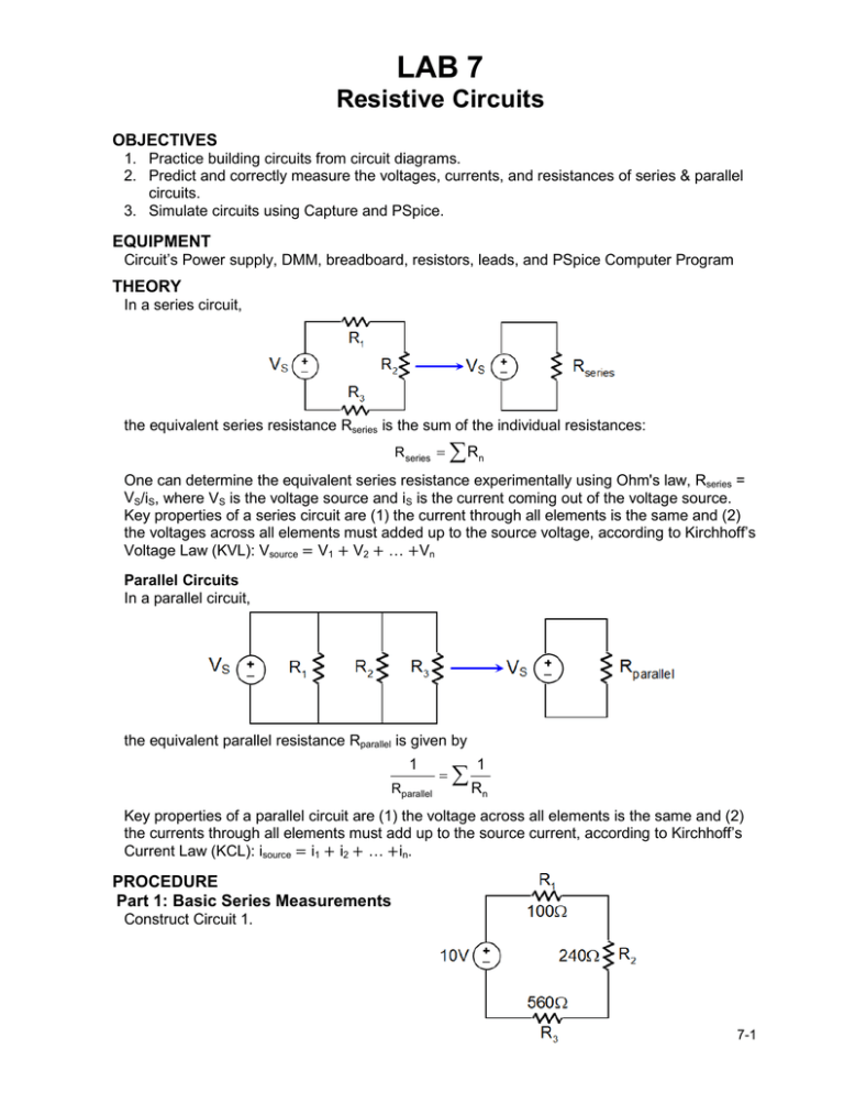 Lab 7: Resistive Circuits