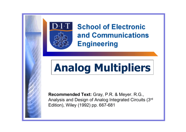 Analog Multipliers: Gilbert Cell & Applications