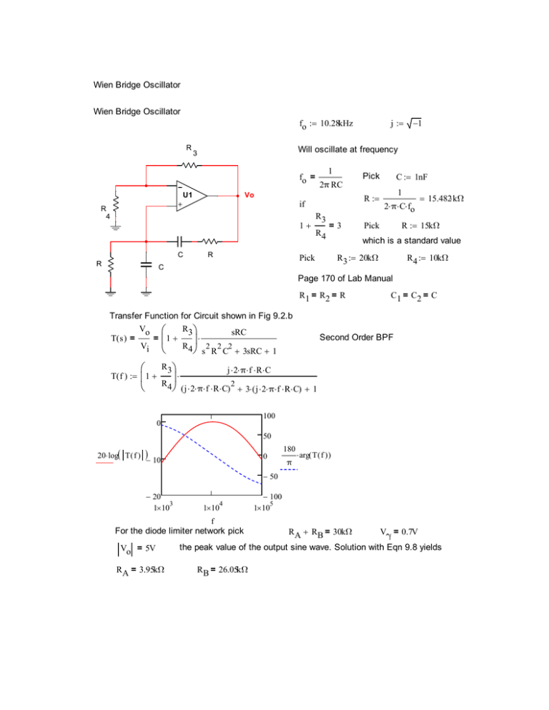 Wien Bridge Oscillator Design & Analysis