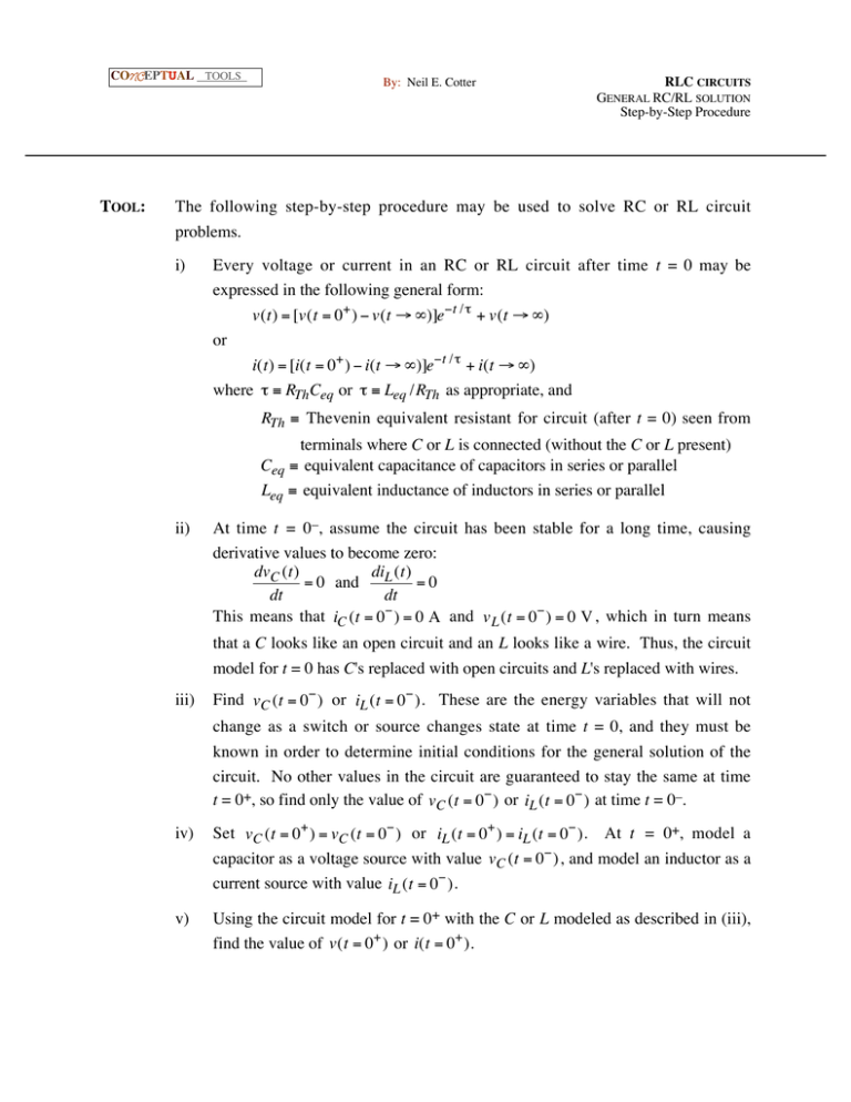 General Procedure for Solving RC or RL problems