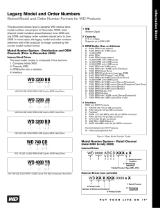WD Model Numbers Info Sheet