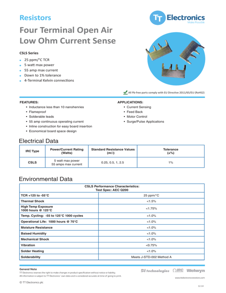 Four Terminal Open Air Low Ohm Current Sense