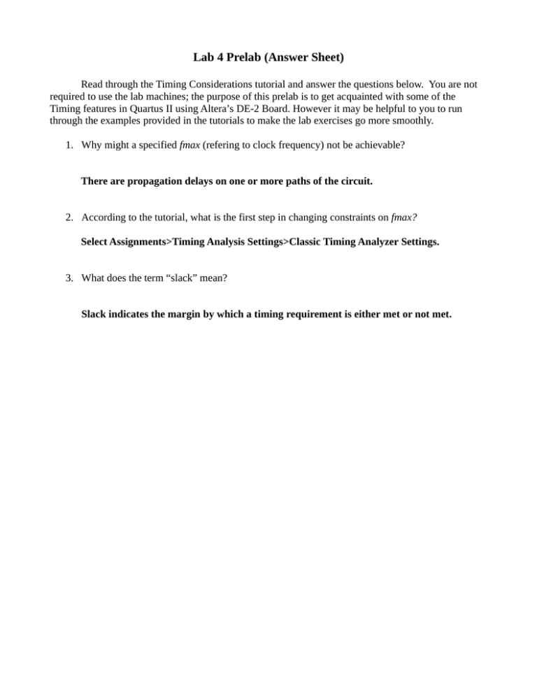 Lab 4 Prelab (Answer Sheet)