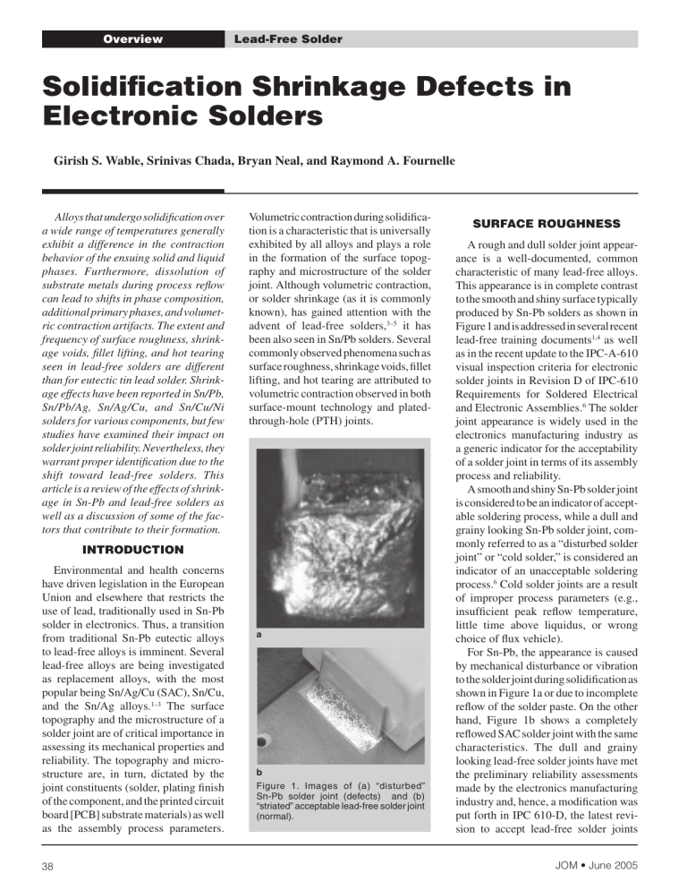 Solder Shrinkage Defects in Lead-Free Electronics