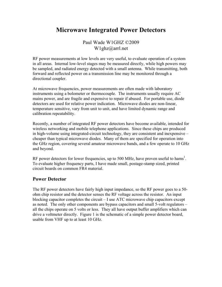 Microwave Integrated Power Detectors
