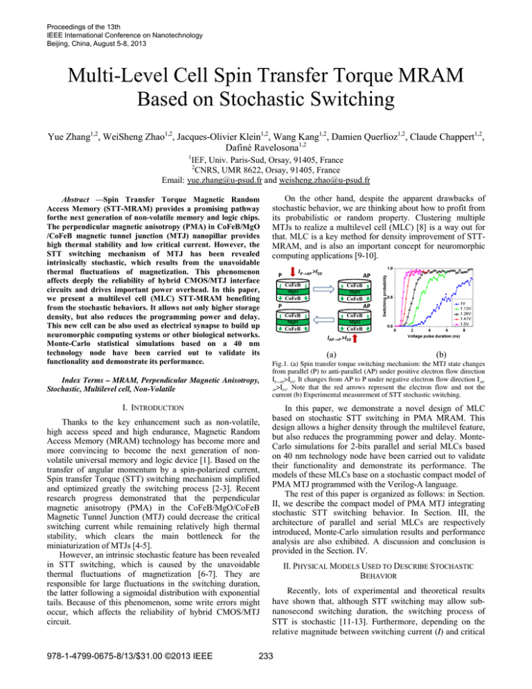 Multi-Level Cell Spin Transfer Torque MRAM Based on Stochastic