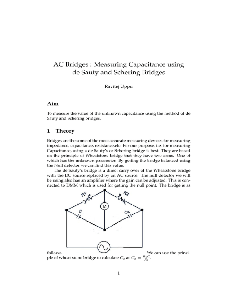 AC Bridges : Measuring Capacitance using de Sauty and Schering