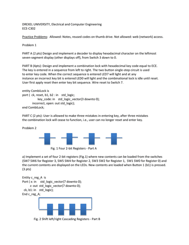 ECE Practice Problems: Digital Logic Design & VHDL