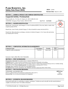 Copper II sulfate MSDS