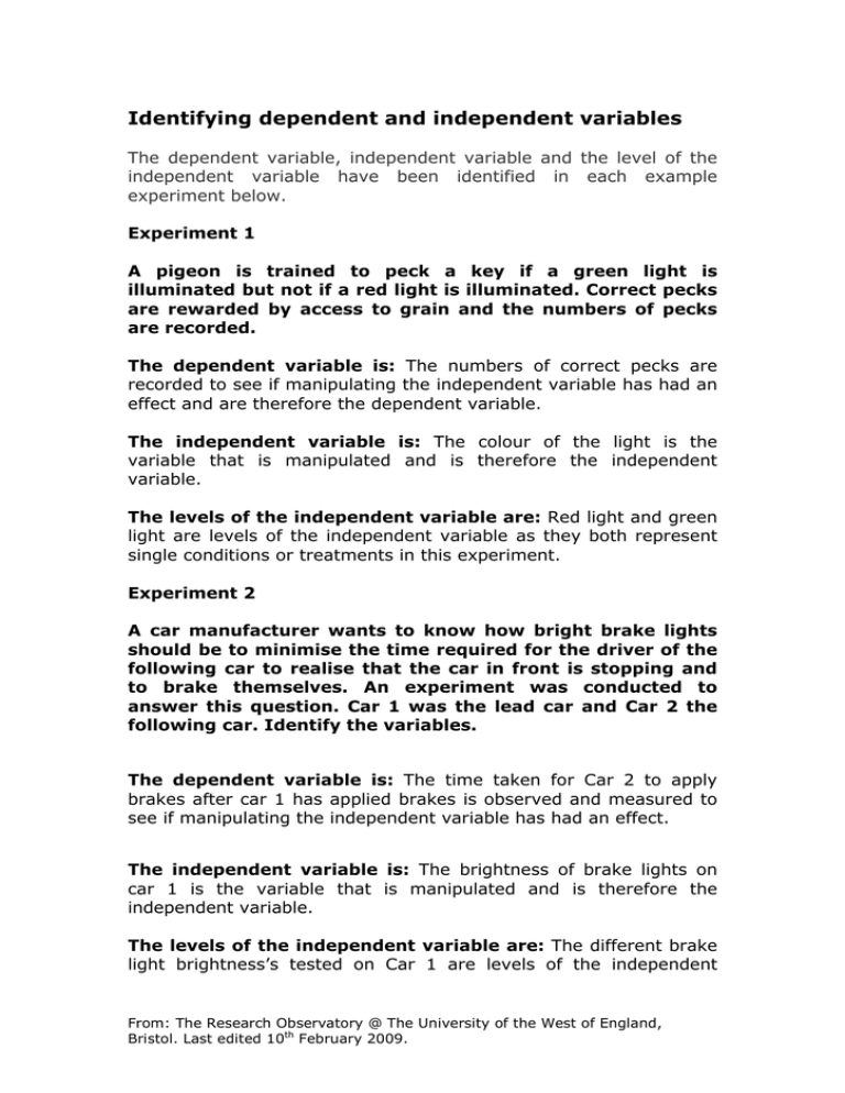 Dependent & Independent Variables Worksheet