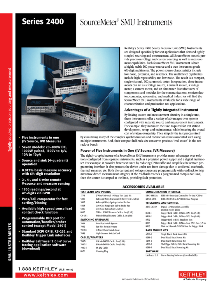 Series 2400 SourceMeter Line