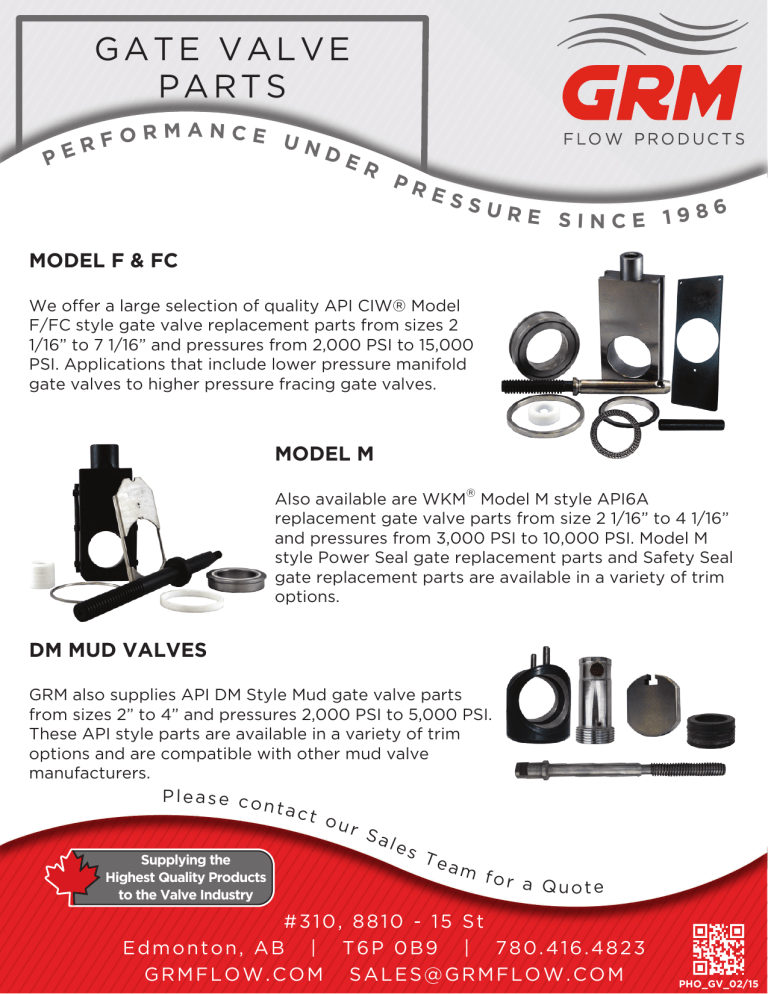 gate valve parts - GRM Flow Products