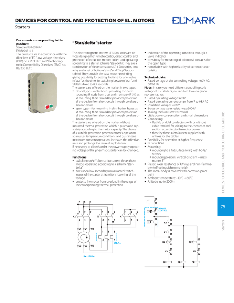 Star-Delta Starters data sheets