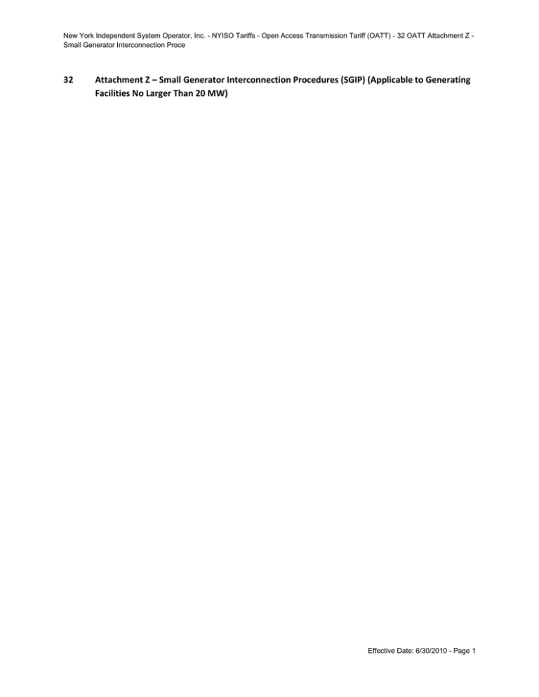 Small Generator Interconnection Procedures (SGIP