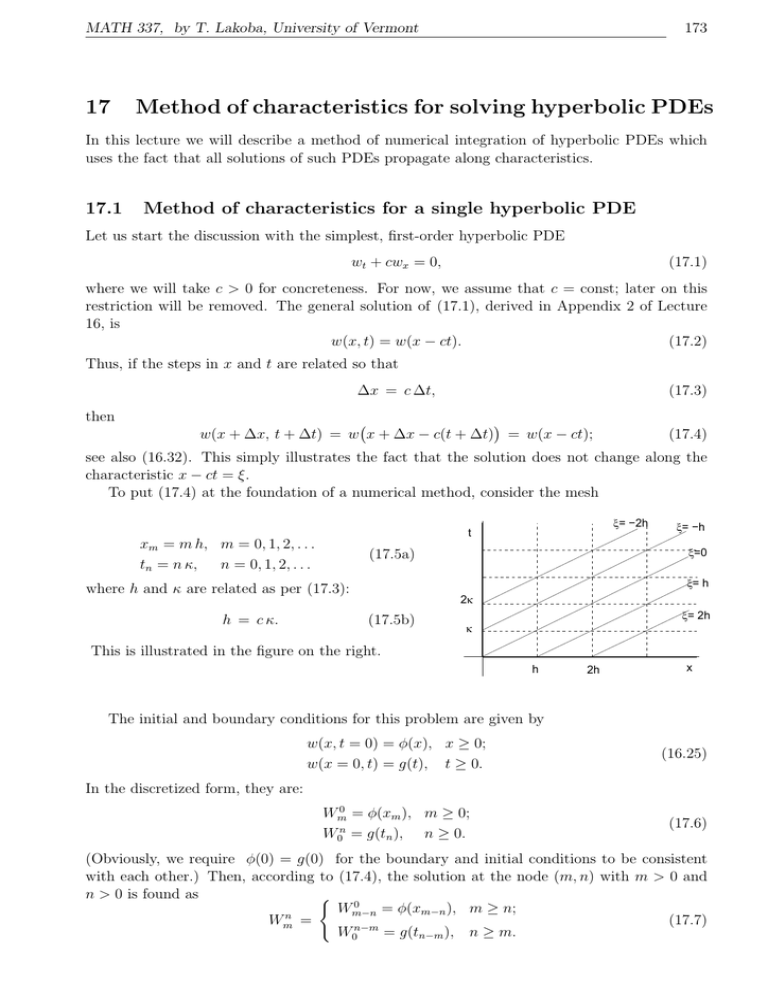 17 Method of characteristics for solving hyperbolic PDEs
