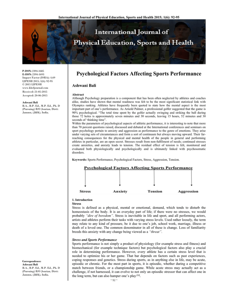 Psychological Factors Affecting Sports Performance Psychological Factors Affecting Sports Performance
