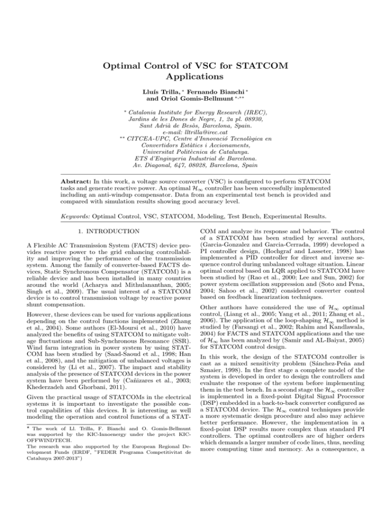 Optimal Control Of Vsc For Statcom Applications