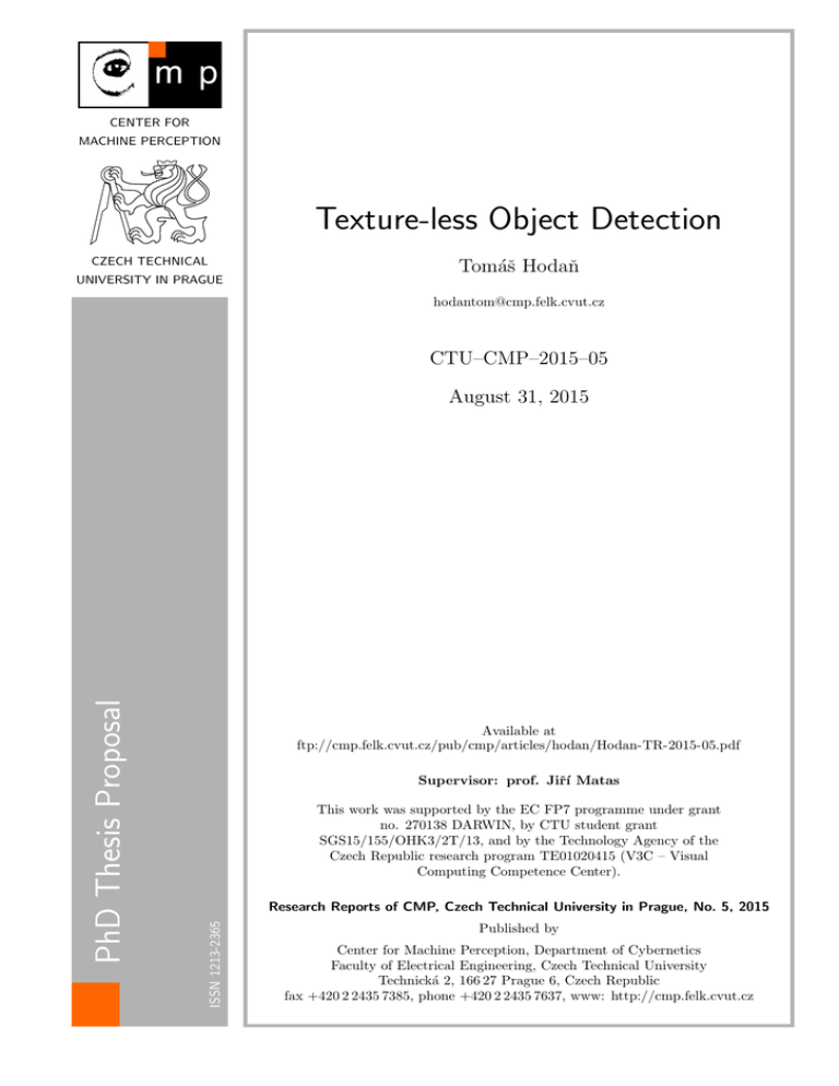 Phd Thesis Proposal Texture Less Object Detection