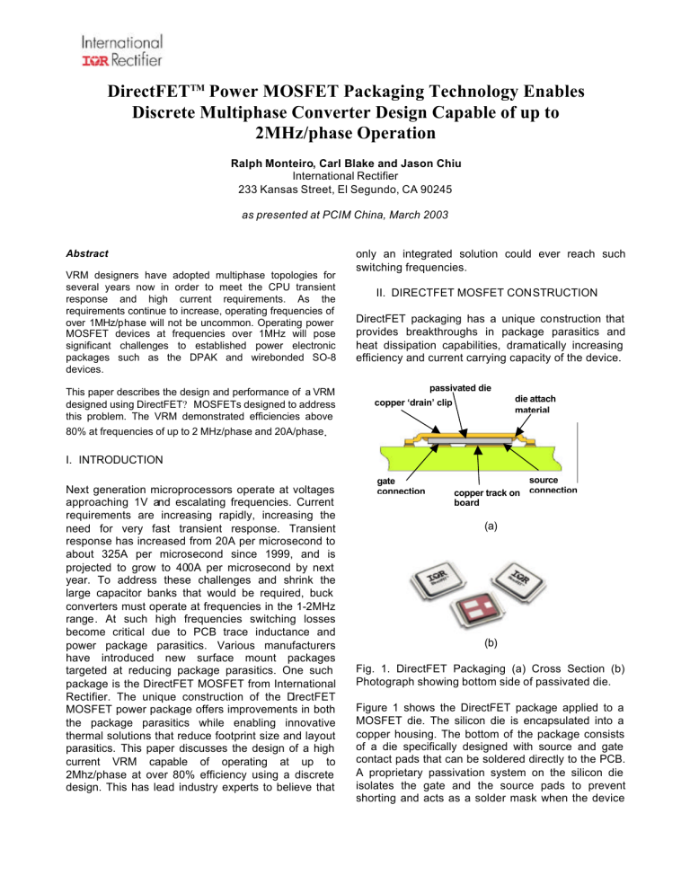 DirectFET® Power MOSFET Packaging Technology