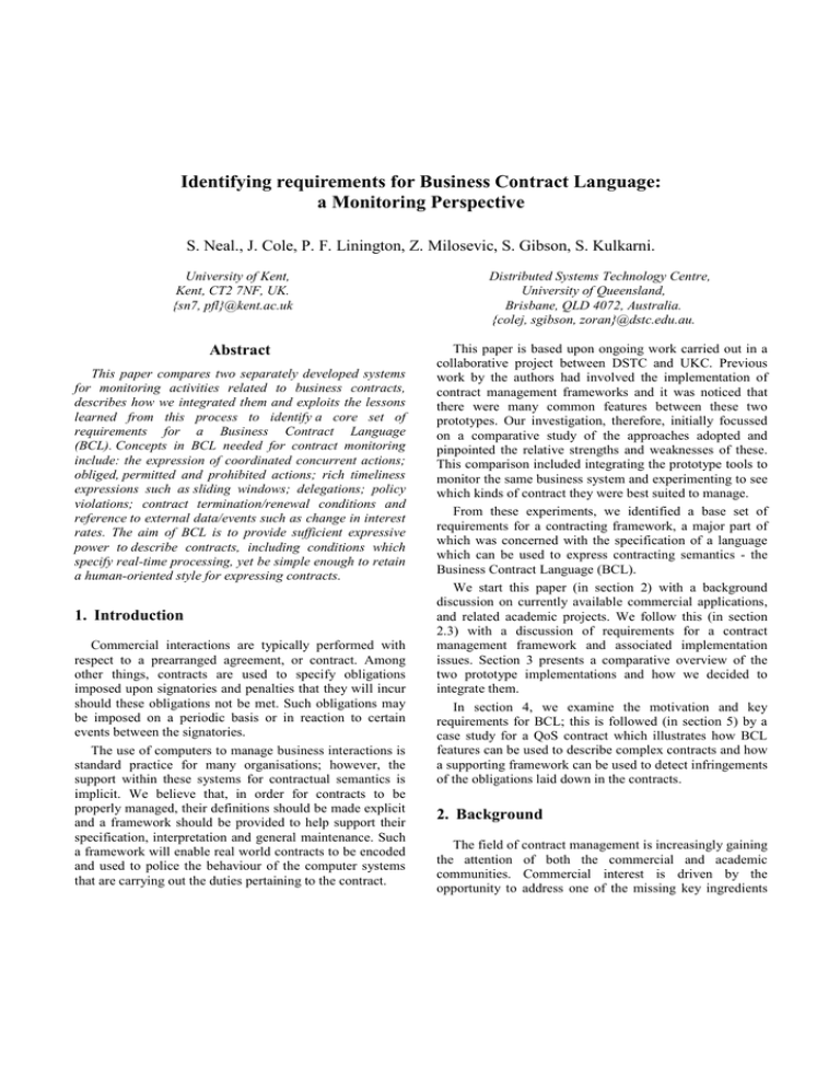 Identifying requirements for Business Contract Language: a