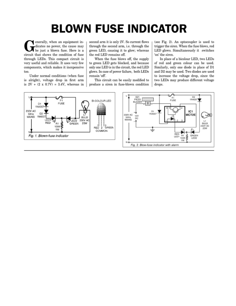 Blown Fuse Indicator Circuit with LED Display