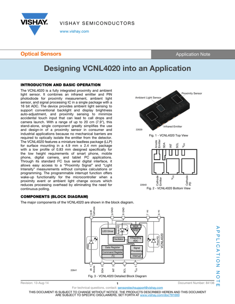 Designing VCNL4020 into an Application