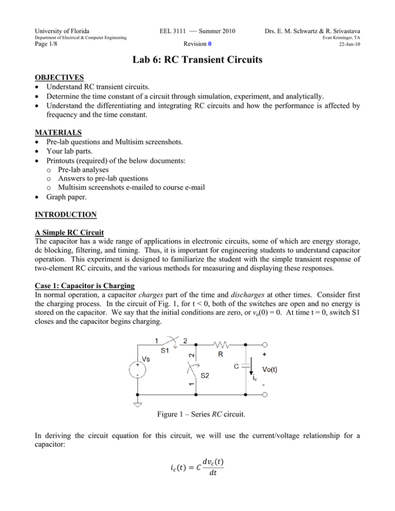 Lab 6: RC Transient Circuits