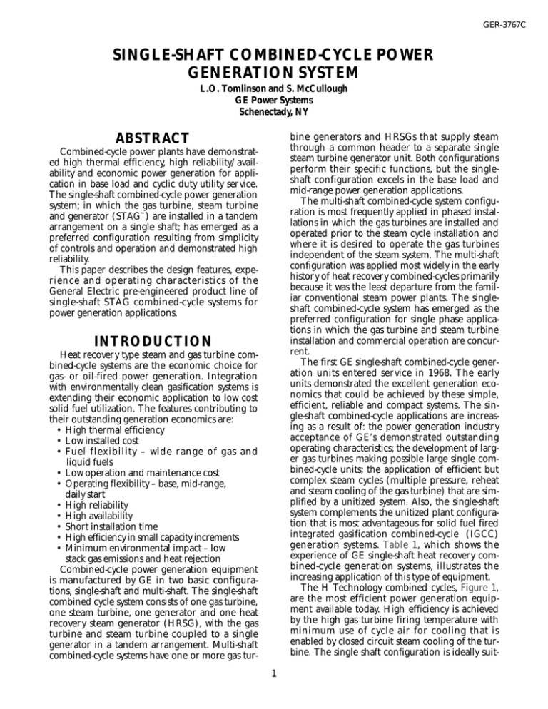 Single-Shaft Combined-Cycle Power Generation System